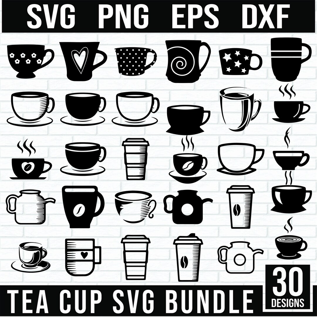 Tea Cups SVG Bundle, Coffee Cups SVG Bundle, Coffee Cup Clipart Bundle ...