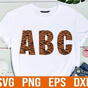 Tiger Print Letters and Numbers Svg Bundle, Tiger Font Svg, Tiger ...