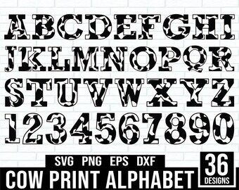 Cow Print Letters and Numbers Svg, Cow Animal Print SVG, Cow Letters ...