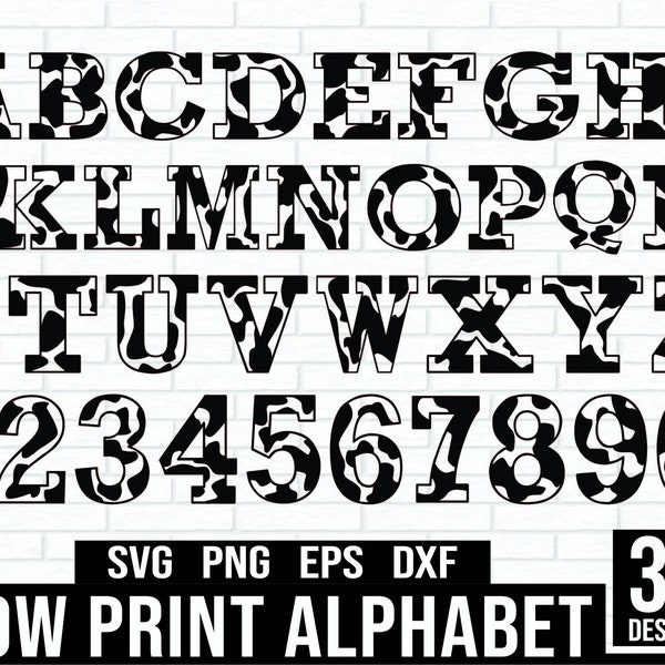Cow Print Font - Etsy