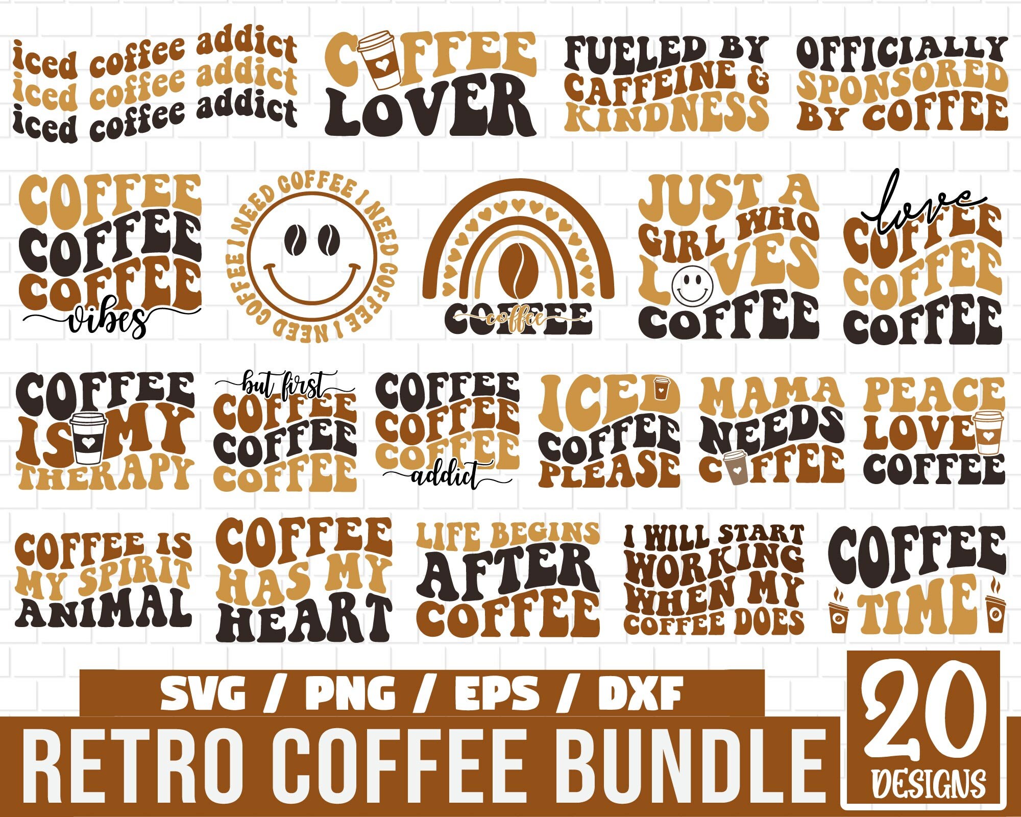 Retro Coffee Svg Bundle Retro Coffee Svg Coffee Svg Iced - Etsy