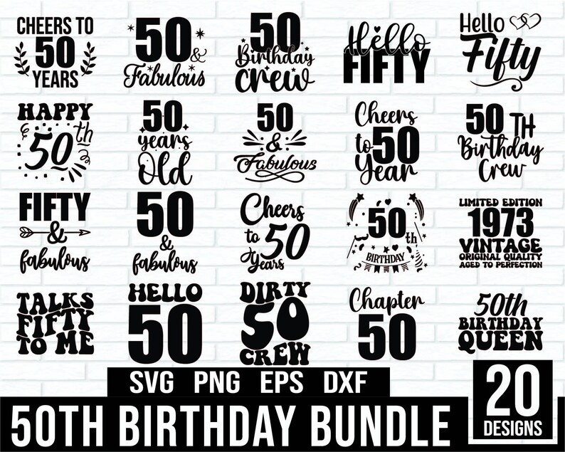 50th Birthday SVG Bundle 50th Birthday Svg Vintage 1972 Svg - Etsy