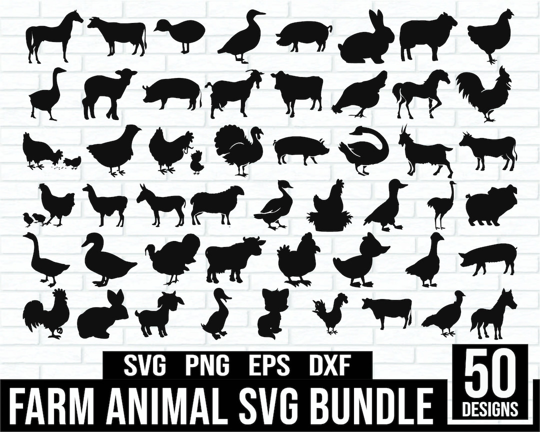 Farm Animals Svg Bundle, Farm Animals Silhouettes, Farm Animal Svg Cut ...