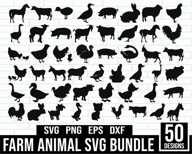 Farm Animals Svg Bundle Farm Animals Silhouettes Farm Animal - Etsy