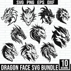 Dragon Head Svg Bundle, Dragon SVG Bundle, Dragon Head Logo Design ...