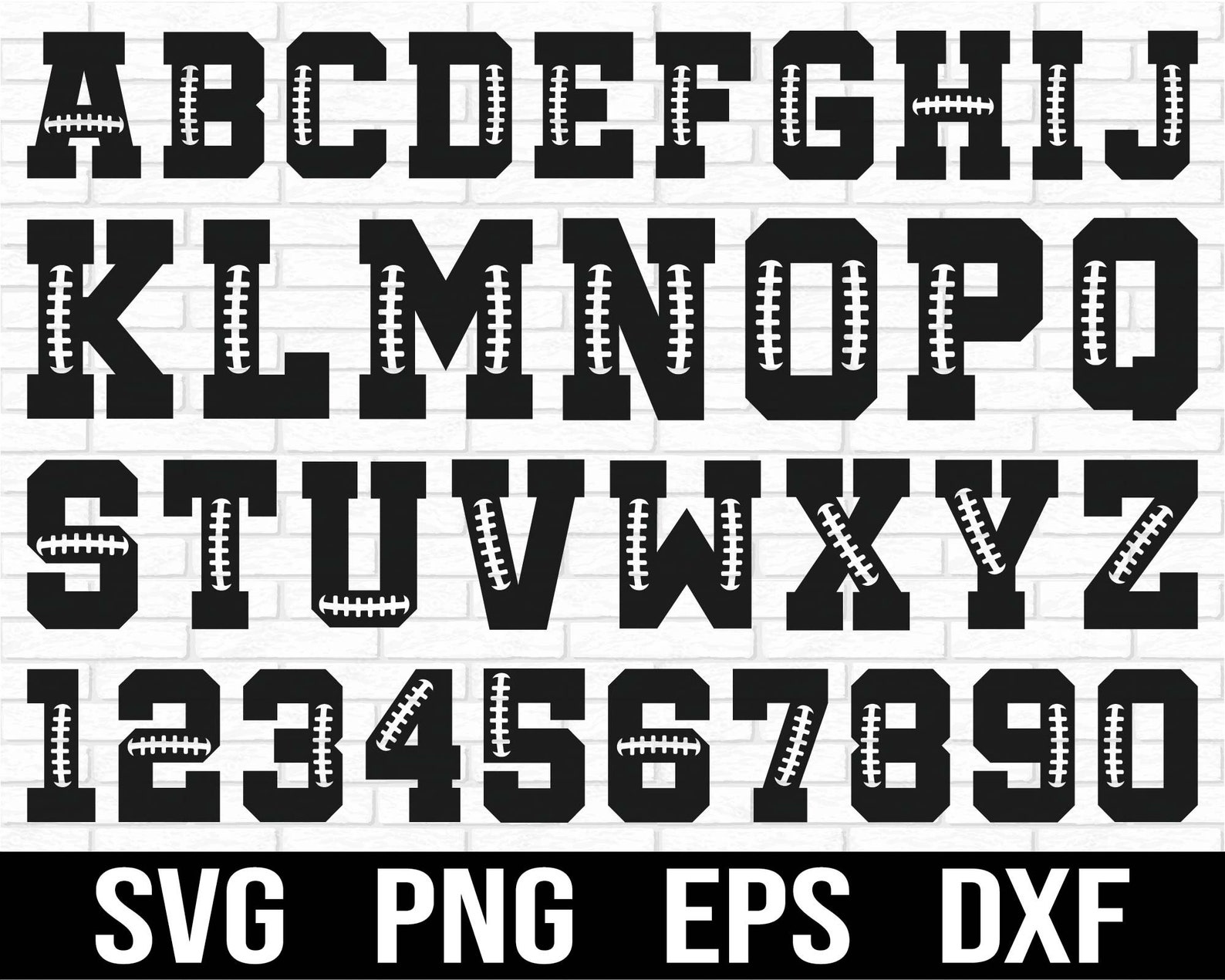 Football Letters and Numbers Svg Bundle Football Font SVG - Etsy