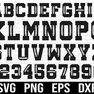 Football Letters and Numbers Svg Bundle, Football Font SVG, Football ...