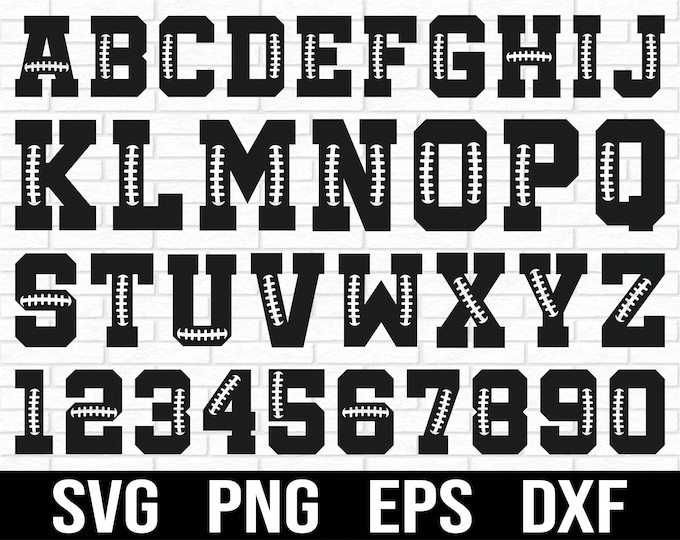 Football Letters and Numbers Svg Bundle, Football Font SVG, Football ...