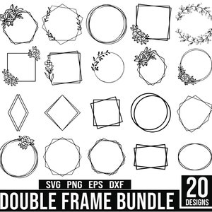 Double Frame SVG Bundle, Double Border, Doodle, Cricut, Label Svg ...