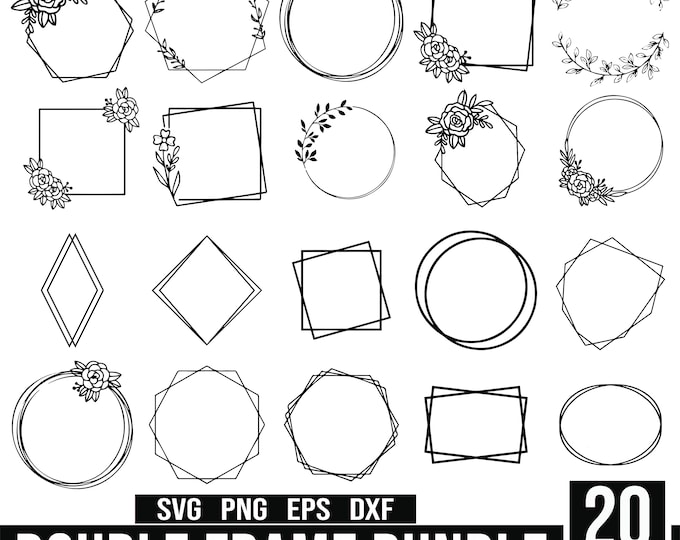 Double Frame SVG Bundle, Double Border, Doodle, Cricut, Label Svg ...