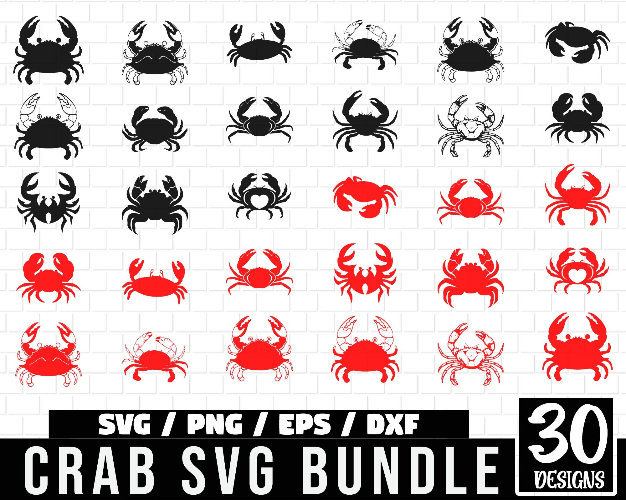 Crab SVG Bundle Crab PNG Bundle Crab Clipart Crab SVG - Etsy