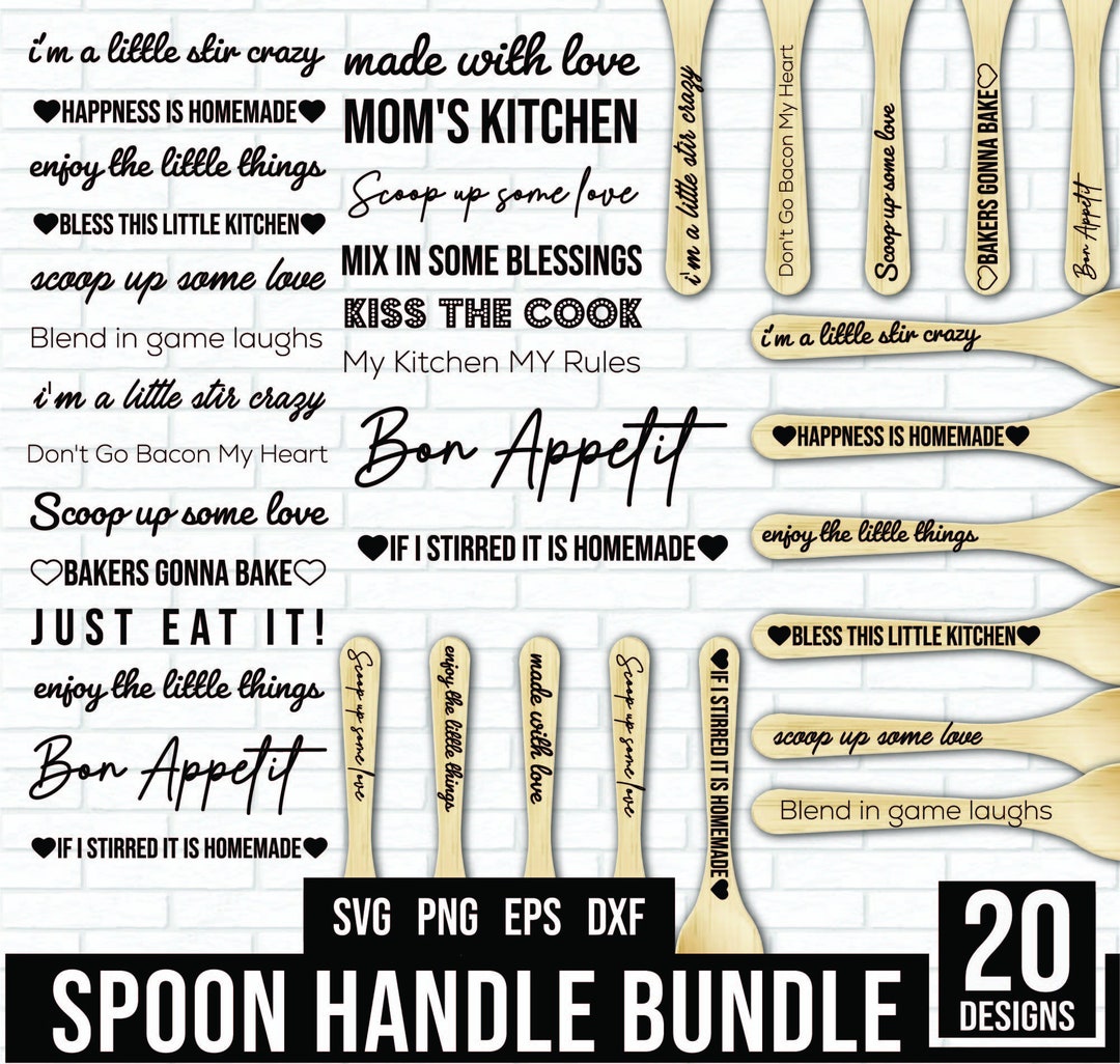 Wooden Spoon Handle Svg Bundle, Funny Kitchen Quotes Svg, Spoon Handle ...