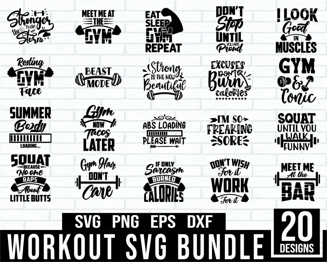 Workout SVG Bundle, Gym Motivation SVG Bundle, Fitness Svg, Gym Svg ...