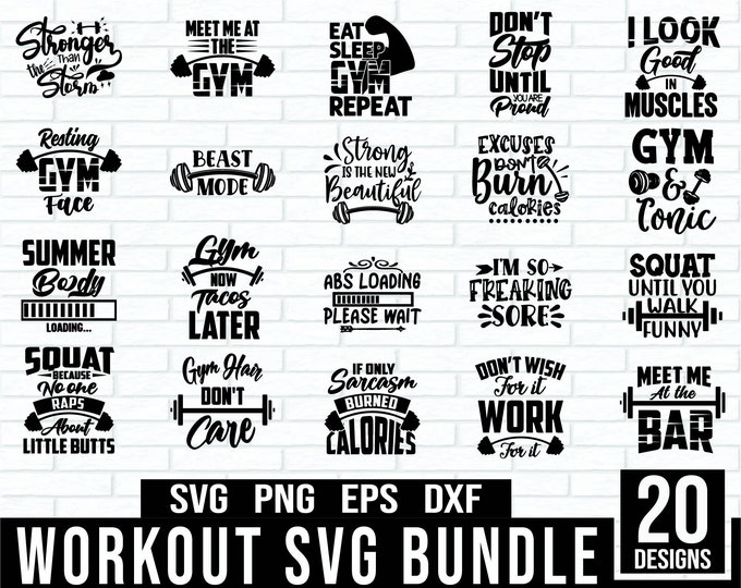 Workout SVG Bundle, Gym Motivation SVG Bundle, Fitness Svg, Gym Svg ...