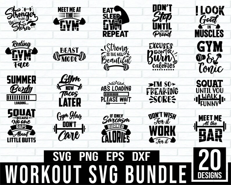 Workout SVG Bundle Gym Motivation SVG Bundle Fitness Svg - Etsy