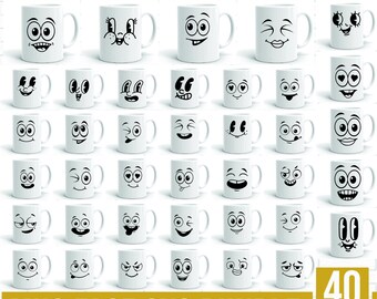 Smiley Face Svg Bundle, Cartoon Emotion Faces SVG Bundle, Kawaii Face ...