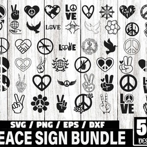 Peace Sign SVG Bundle, Peace Hand Svg, Peace Sign Svg, Floral Peace Svg ...