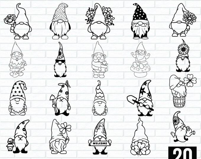 Garden Gnome SVG Bundle, Gnome SVG, Cute Garden Gnome SVG, Nordic Gnome ...