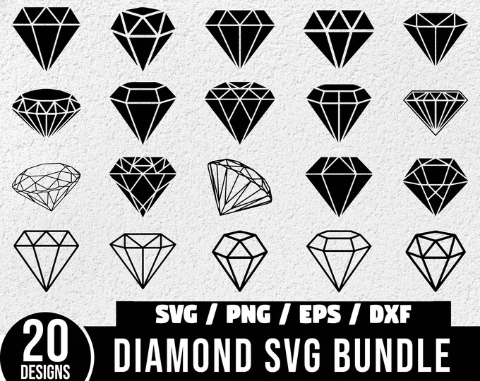 Diamond Svg Bundle, Diamond Clipart, Diamond Ring Svg, Wedding Svg ...