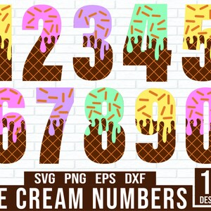 Ice Cream Numbers SVG, Ice Cream Birthday Svg, 0-9 Ice Cream SVG ...