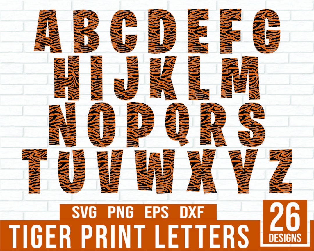 Tiger Font Svg, Tiger Alphabet Svg, Tiger Print Letters Svg, Atoz Tiger ...