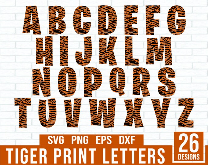 Tiger Font Svg, Tiger Alphabet Svg, Tiger Print Letters Svg, Atoz Tiger ...
