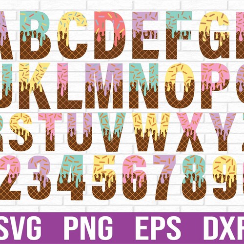 Ice Cream Letters and Numbers SVG Ice Cream Birthday Svg A-Z - Etsy