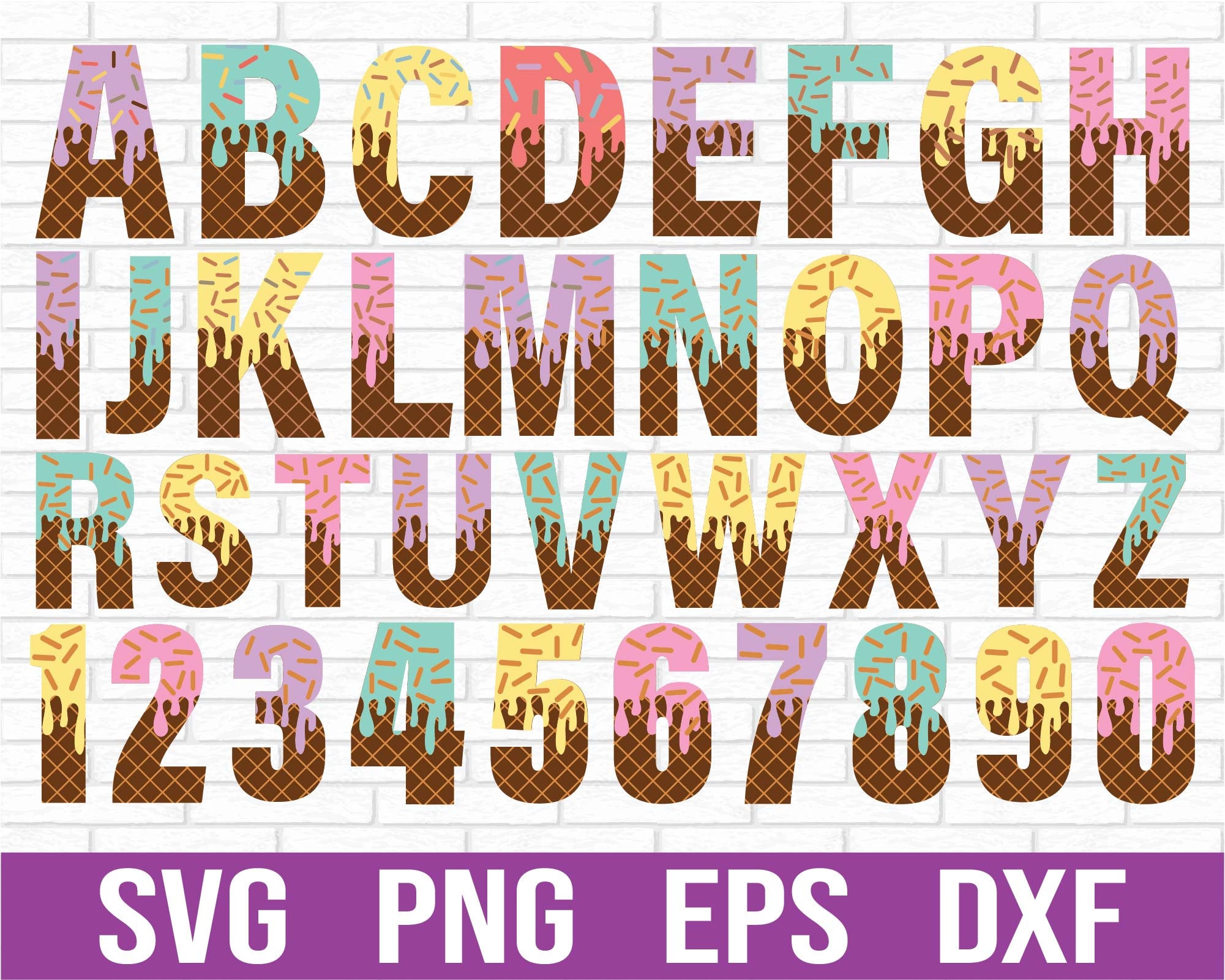 Ice Cream Letters and Numbers SVG Ice Cream Birthday Svg A-Z - Etsy