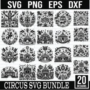 Circus SVG Bundle, Carnival PNG Bundle, Circus Clipart, Circus ...