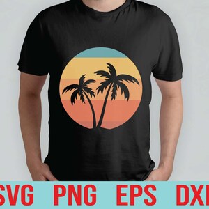 Retro Sunset SVG Bundle, Palm Tree Svg, Vintage Retro Sunset SVG, Retro ...
