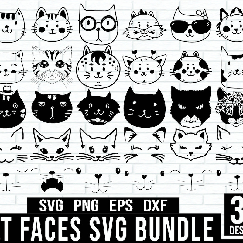 Cat Face Svg - Etsy