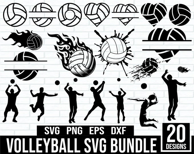 Volleyball Svg Bundle, Volleyball Silhouette, Volleyball Heart SVG ...