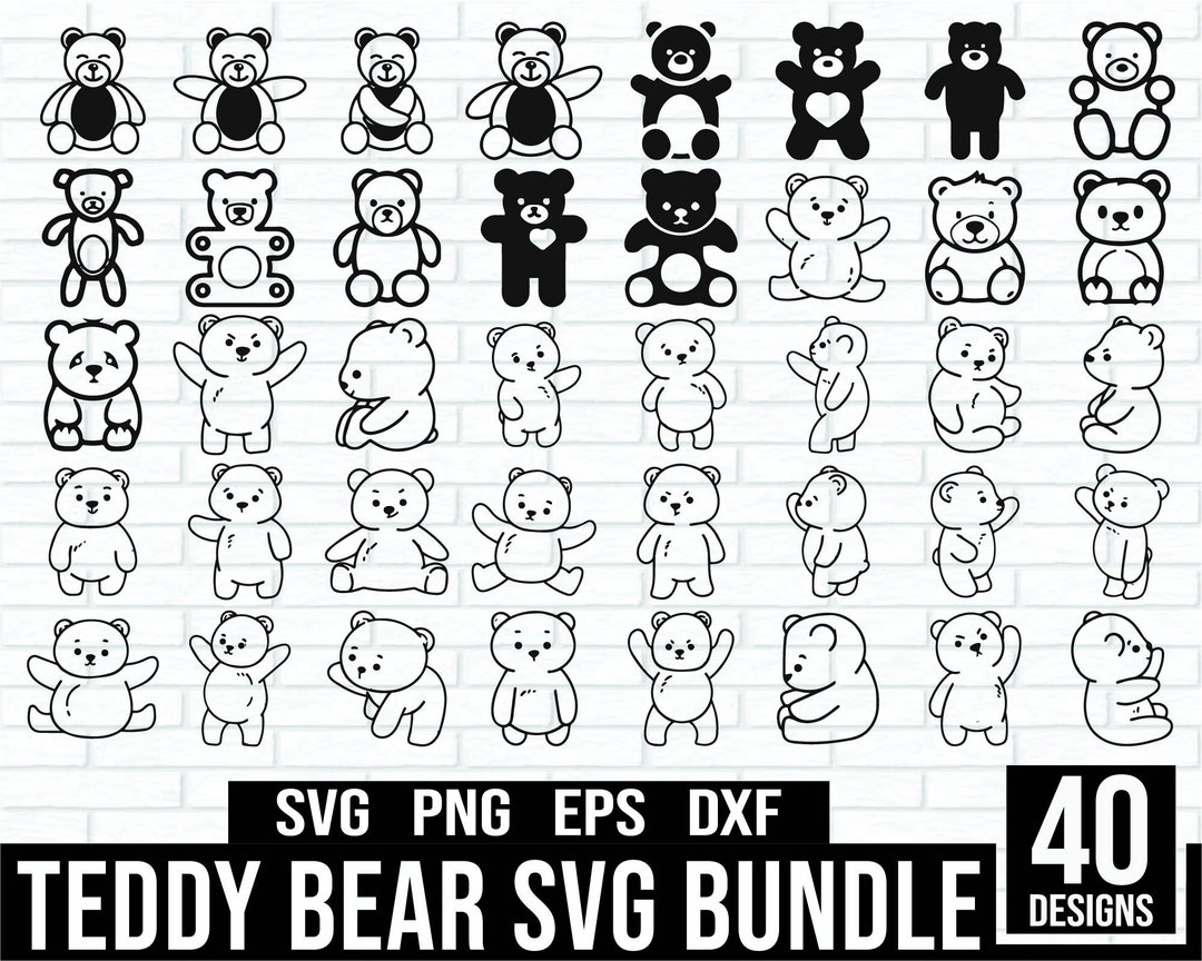 Teddy Bear Svg Bundle, Teddy Bear SVG, Bear Outline Svg, Teddy Bear ...