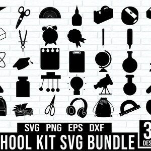 School Kit SVG Bundle, School Supplies SVG Bundle, Back to School SVG ...
