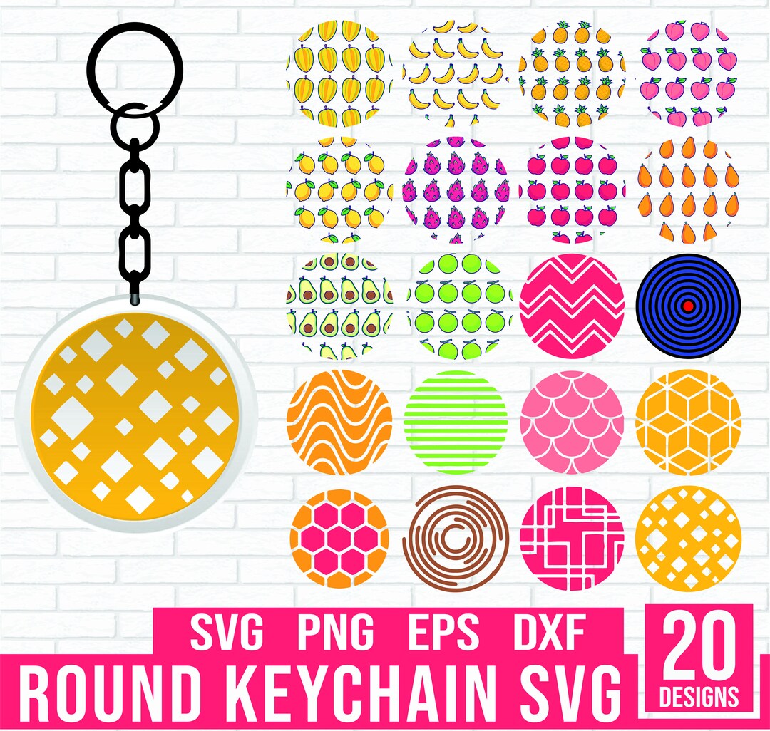 Round Keychain SVG Bundle, Key Ring Svg, Acrylic Keychain Svg, Keychain ...