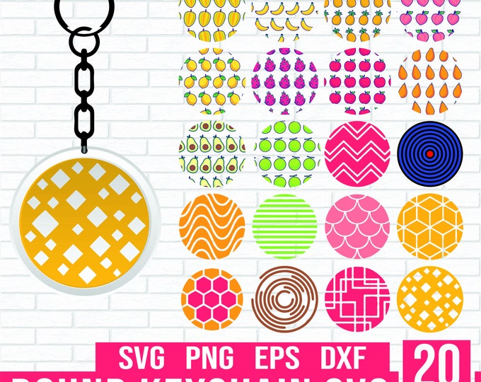 Round Keychain SVG Bundle, Key Ring Svg, Acrylic Keychain Svg, Keychain ...