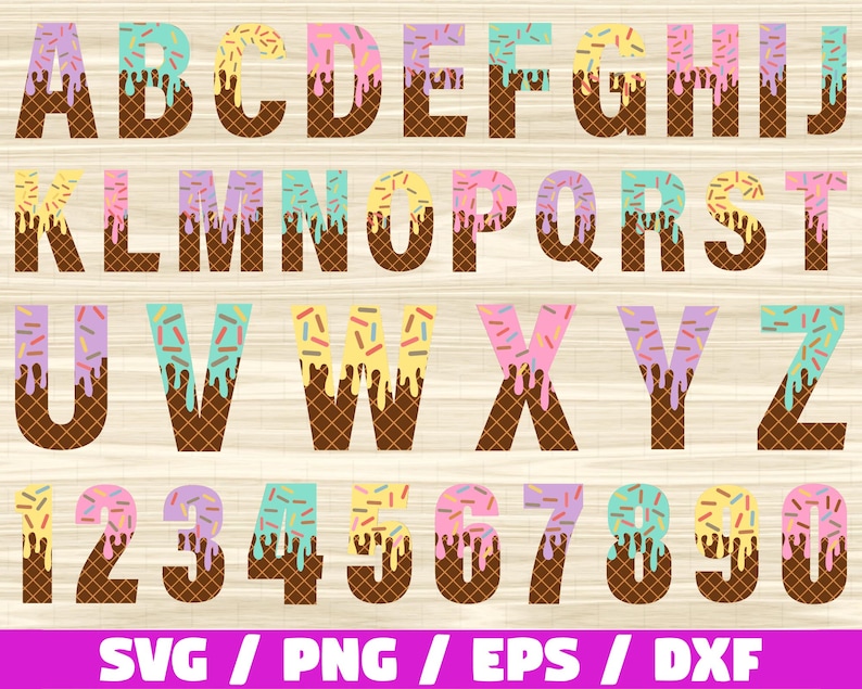 Ice Cream Letters and Numbers SVG Ice Cream Birthday Svg A-Z - Etsy