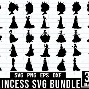 Princess Svg Bundle, Princess Silhouette Svg, Princess Cut Files for ...
