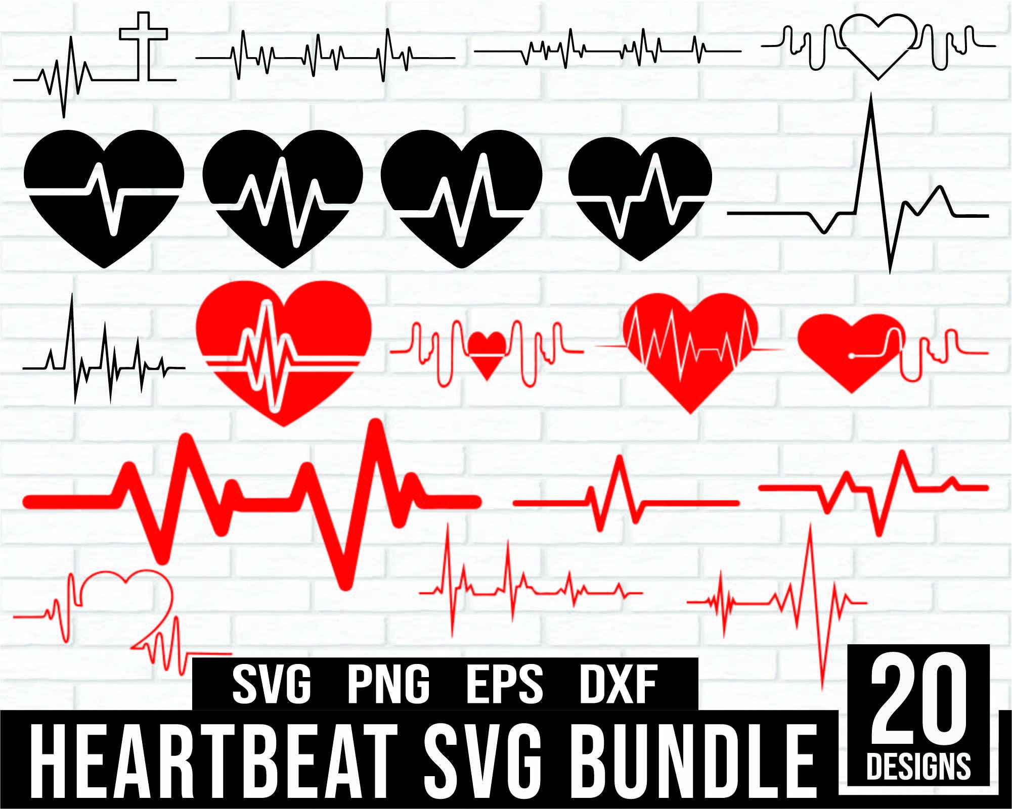 Heartbeat Svg Bundle Valentines Day Heart Beat Svg - Etsy