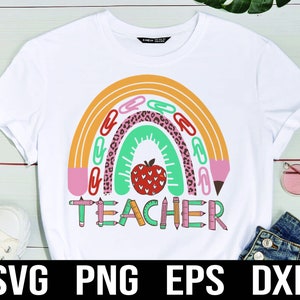 Teacher Rainbow Svg Bundle, Teacher Svg, Teacher Shirt Svg, Rainbow ...