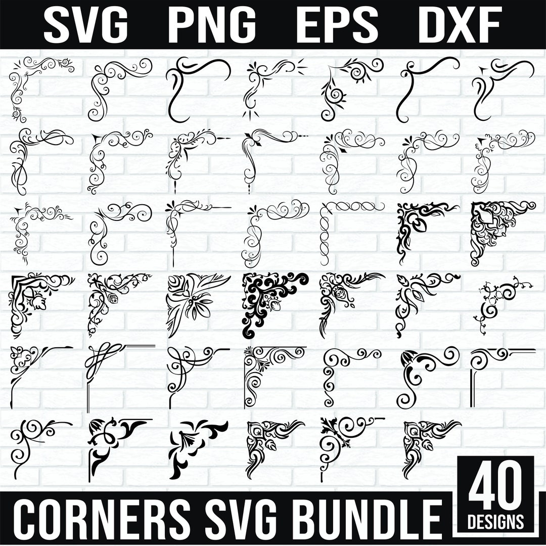 Corner Svg Bundle, Corner Svg, Floral Corner Svg Files, Decorative Page ...