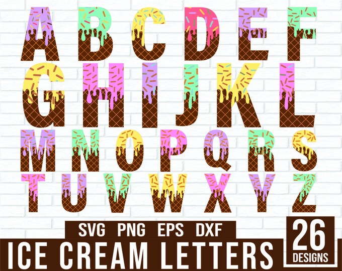 Ice Cream Letters SVG, Ice Cream Birthday Svg, A-Z Ice Cream SVG ...