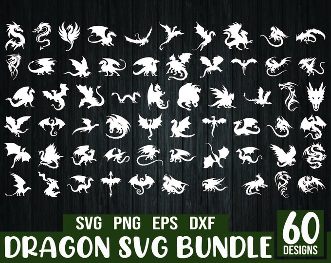 Dragon Svg Bundle, Dragon Svg, Dragon Cut File, Dragons Head, Dragon ...