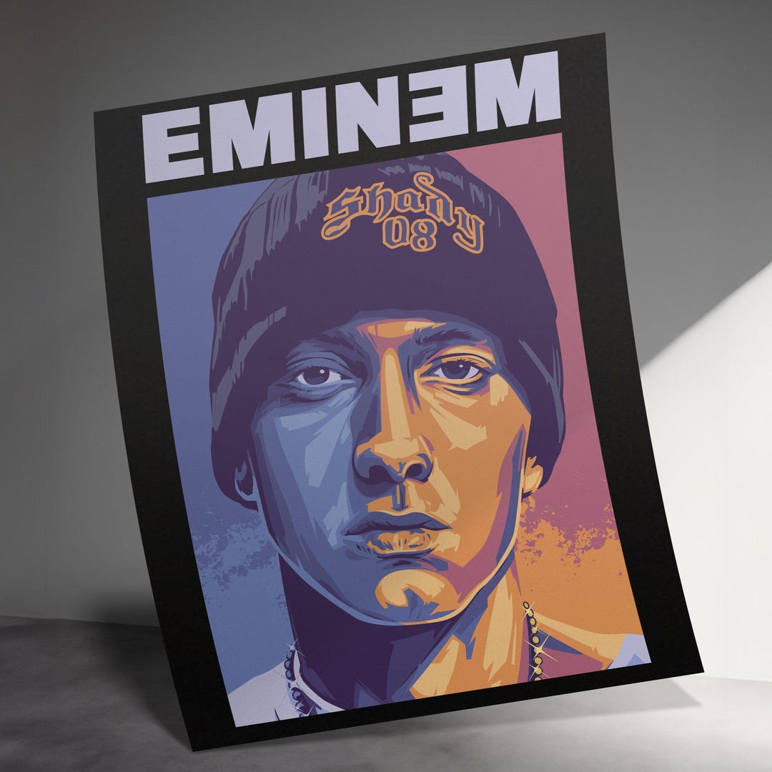 Eminem Fan Art Large Poster, Music Icon Wall Decor, Hip Hop Star ...
