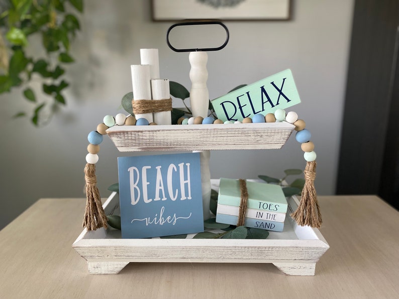 Beach Tier Tray Bundle, Coastal Decor, Summer Decor - Etsy