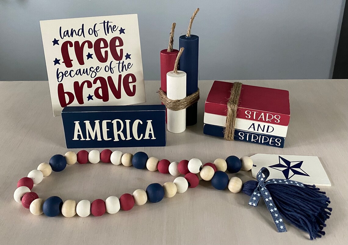 Patriotic Tier Tray Bundle Independence Day Decor Patriotic - Etsy