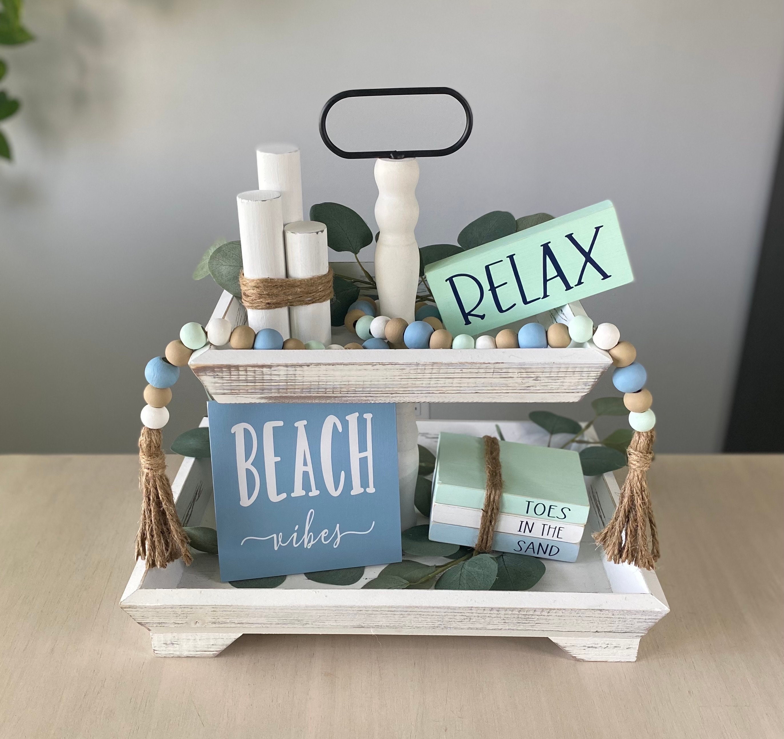 Beach Tier Tray Bundle, Coastal Decor, Summer Decor - Etsy