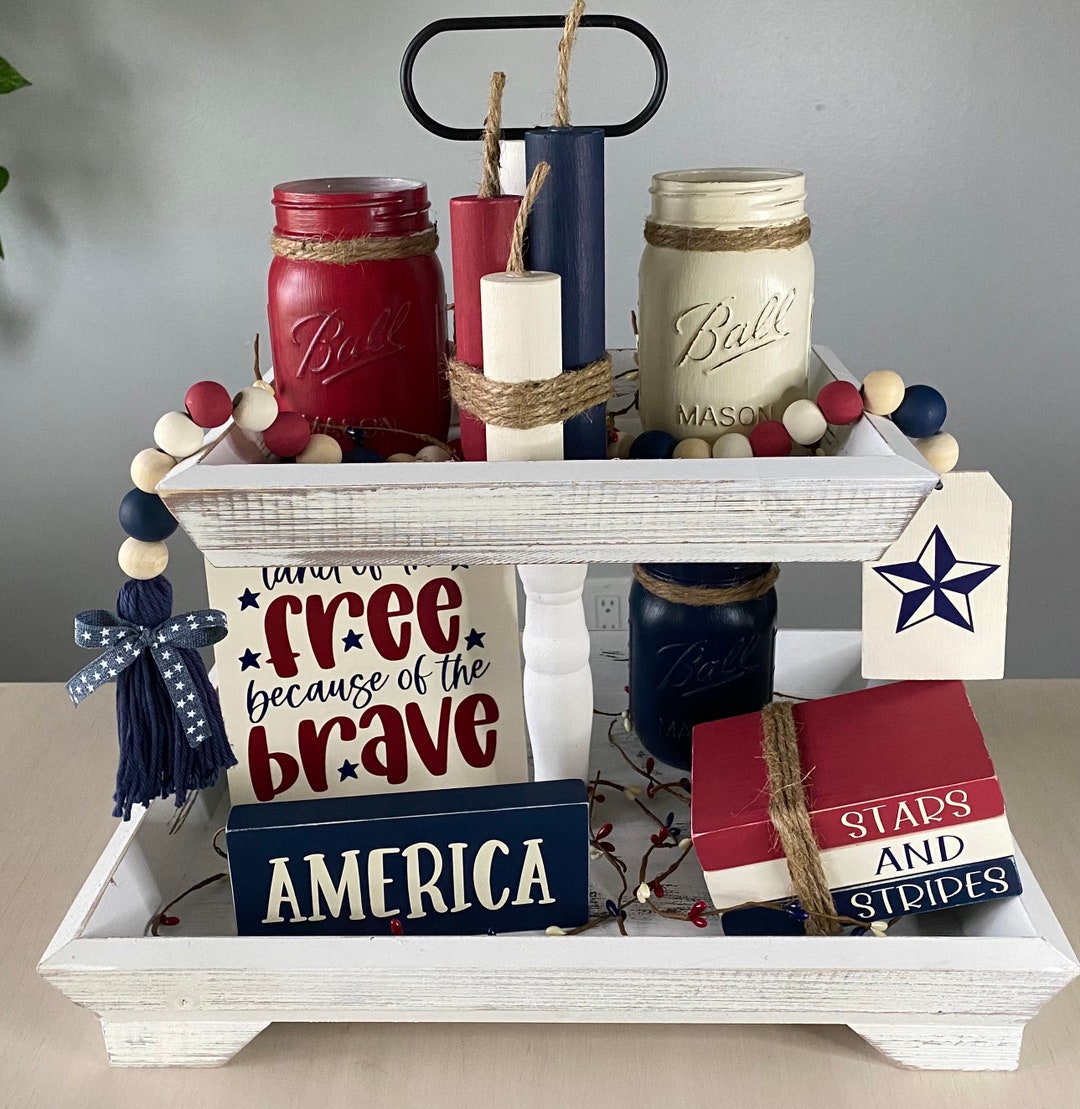 Patriotic Tier Tray Bundle, Independence Day Decor, Patriotic Decor ...