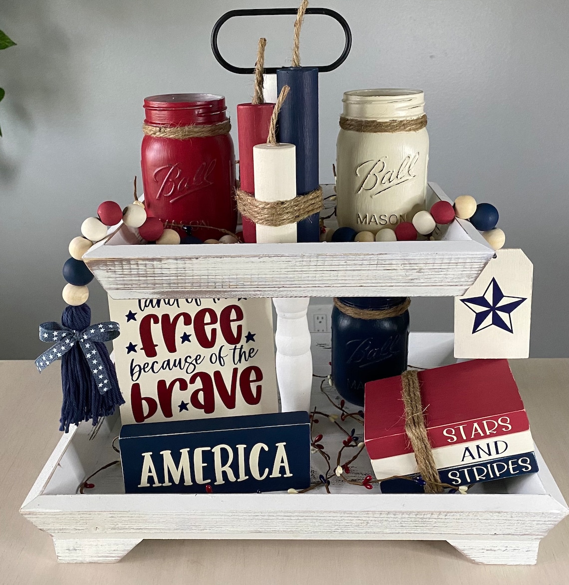 Patriotic Tier Tray Bundle Independence Day Decor Patriotic - Etsy