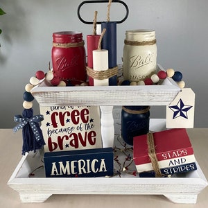 Patriotic Tier Tray Bundle Independence Day Decor Patriotic - Etsy